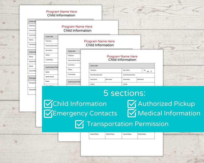 Editable Daycare Enrollment Form/ Preschool Enrollment Form/ Preschool ...