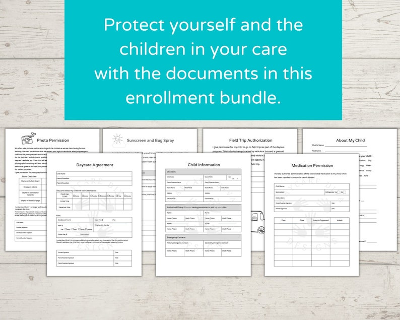 Ready to Print Daycare Enrollment Forms/ No Edit Childcare Enrollment ...