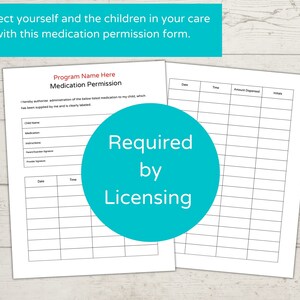 Editable Medication Permission Form/ Daycare Medication Form/ Childcare Medicine Authorization ...