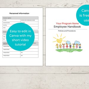Daycare Employee Forms and Handbook/ Childcare Personnel Policies and ...