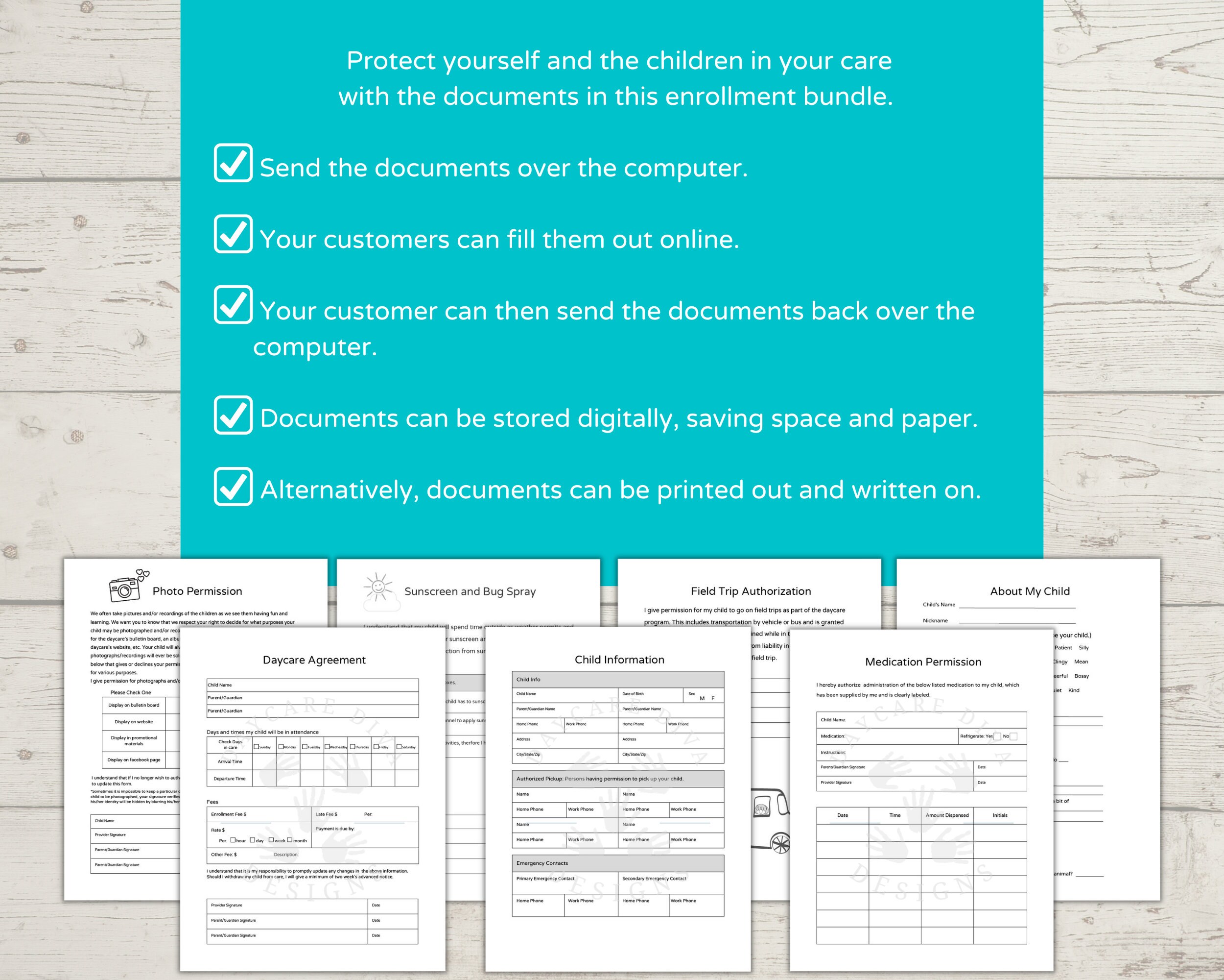 Daycare Enrollment Forms, Childcare Enrollment Packet, Enrollment ...