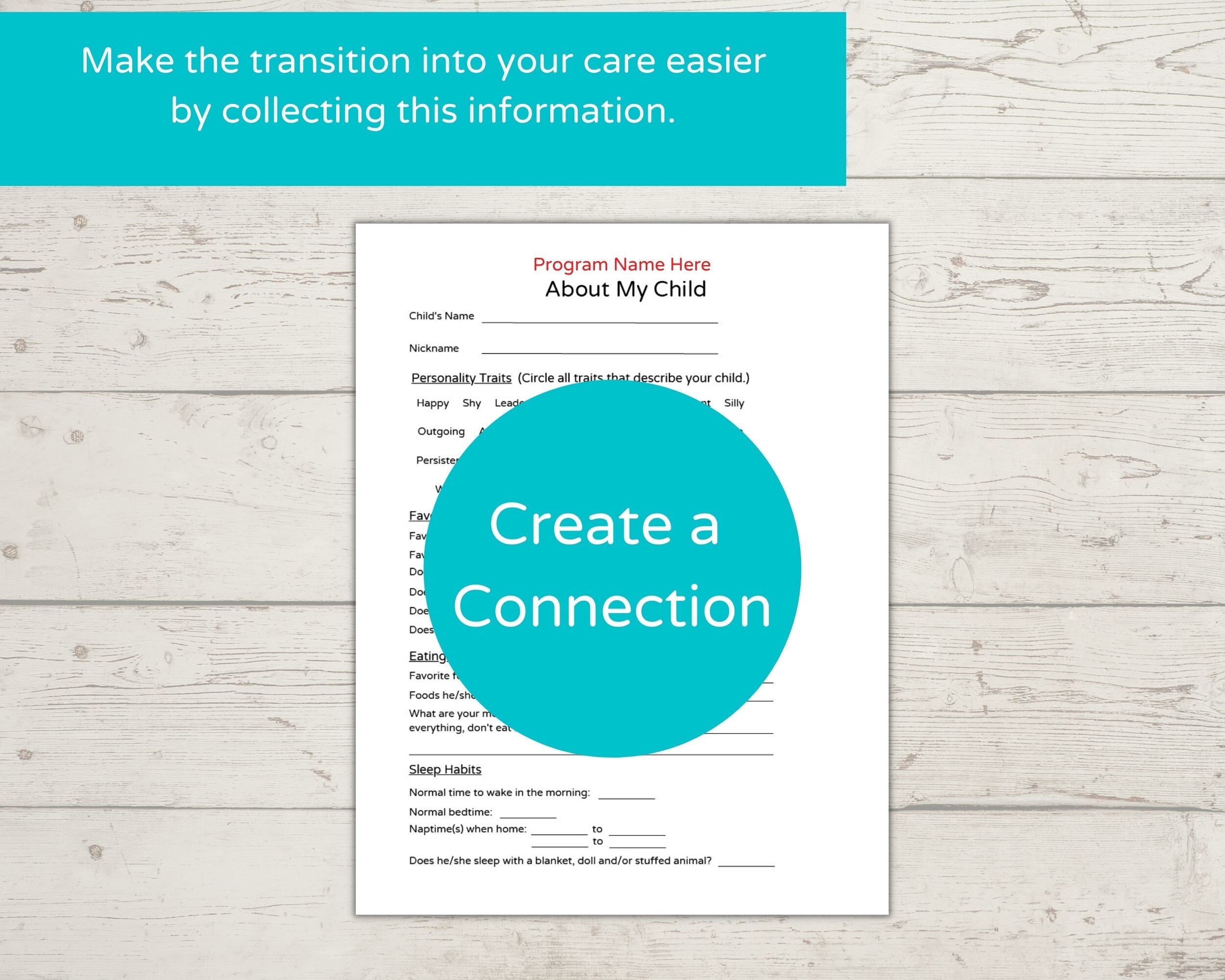 Editable About My Child Form/ Child Information/ Child Info Sheet ...