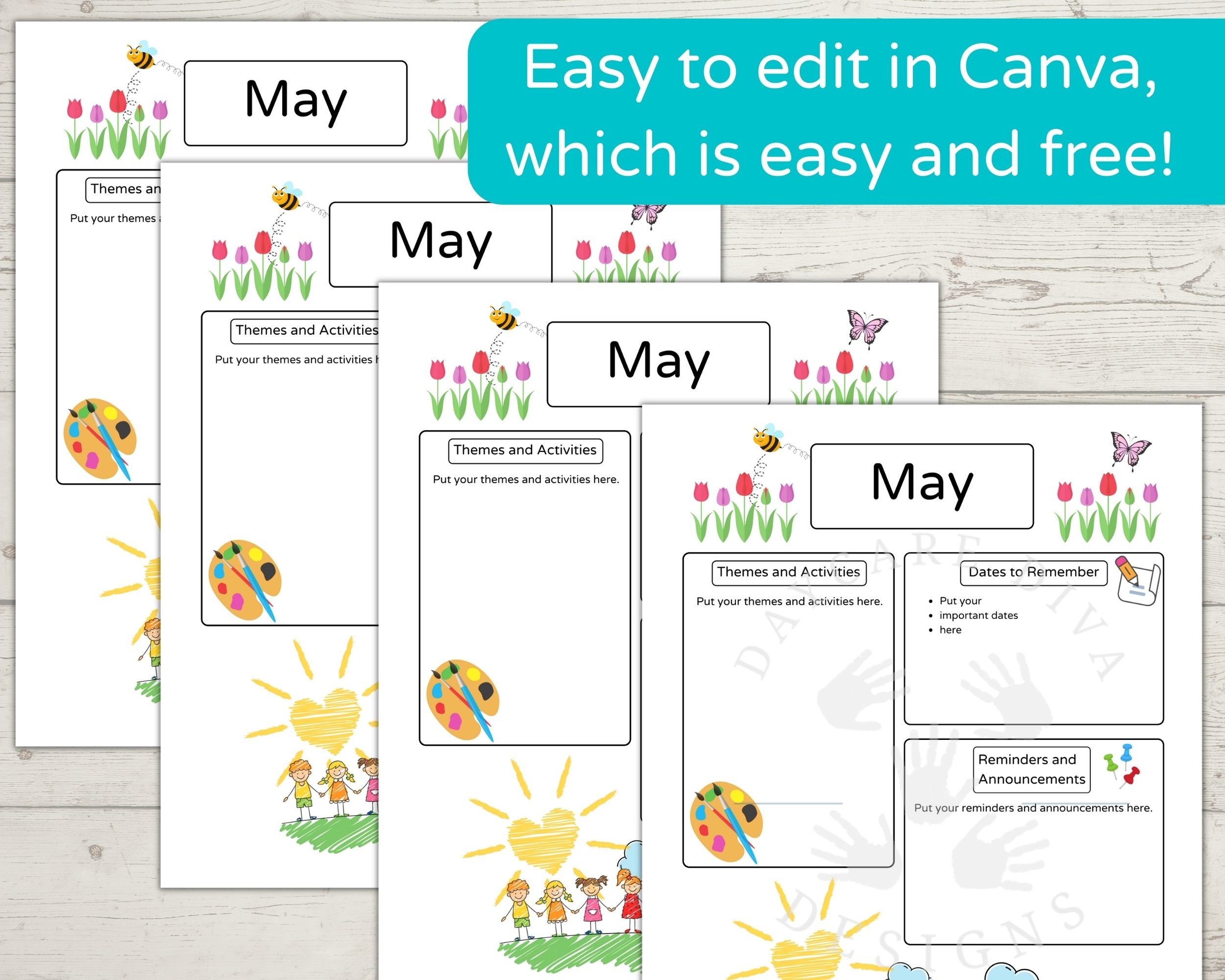 May Daycare Newsletter Template/ Preschool Newsletter Template/ May ...