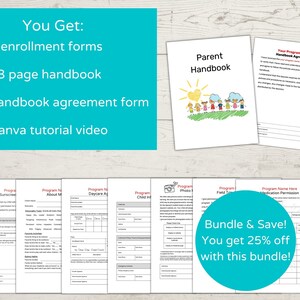 Daycare Business Forms/ Childcare Enrollment Forms/ Daycare Handbook ...