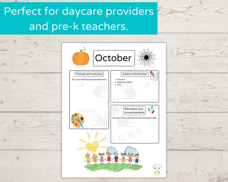 October Daycare Newsletter Template/ Preschool Newsletter Template ...