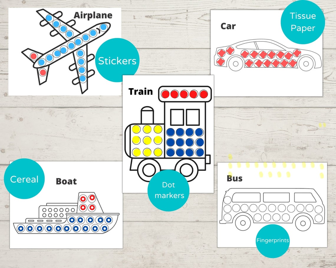 Transportation Dot Marker Printables/ Do a Dot Printable/ Toddler ...
