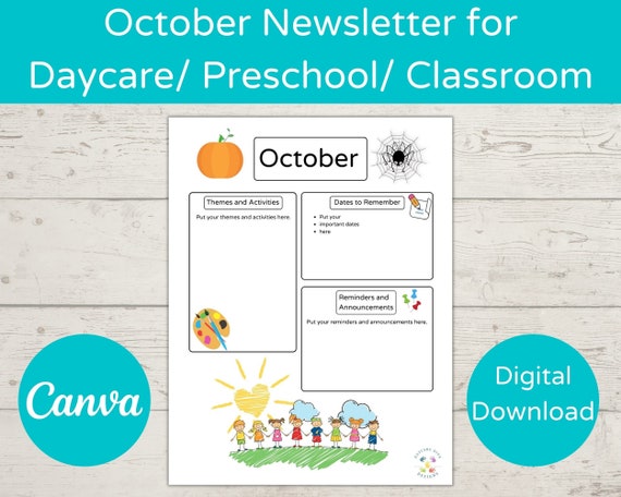 October Daycare Newsletter Template/ Preschool Newsletter - Etsy