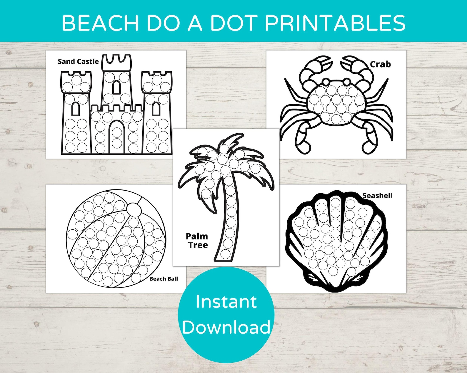 Beach Theme Dot Marker Printables/ Do a Dot Printable/ Toddler Activity ...