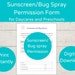 Sunscreen and Bug Spray Permission Form/ Sunscreen Application Form ...