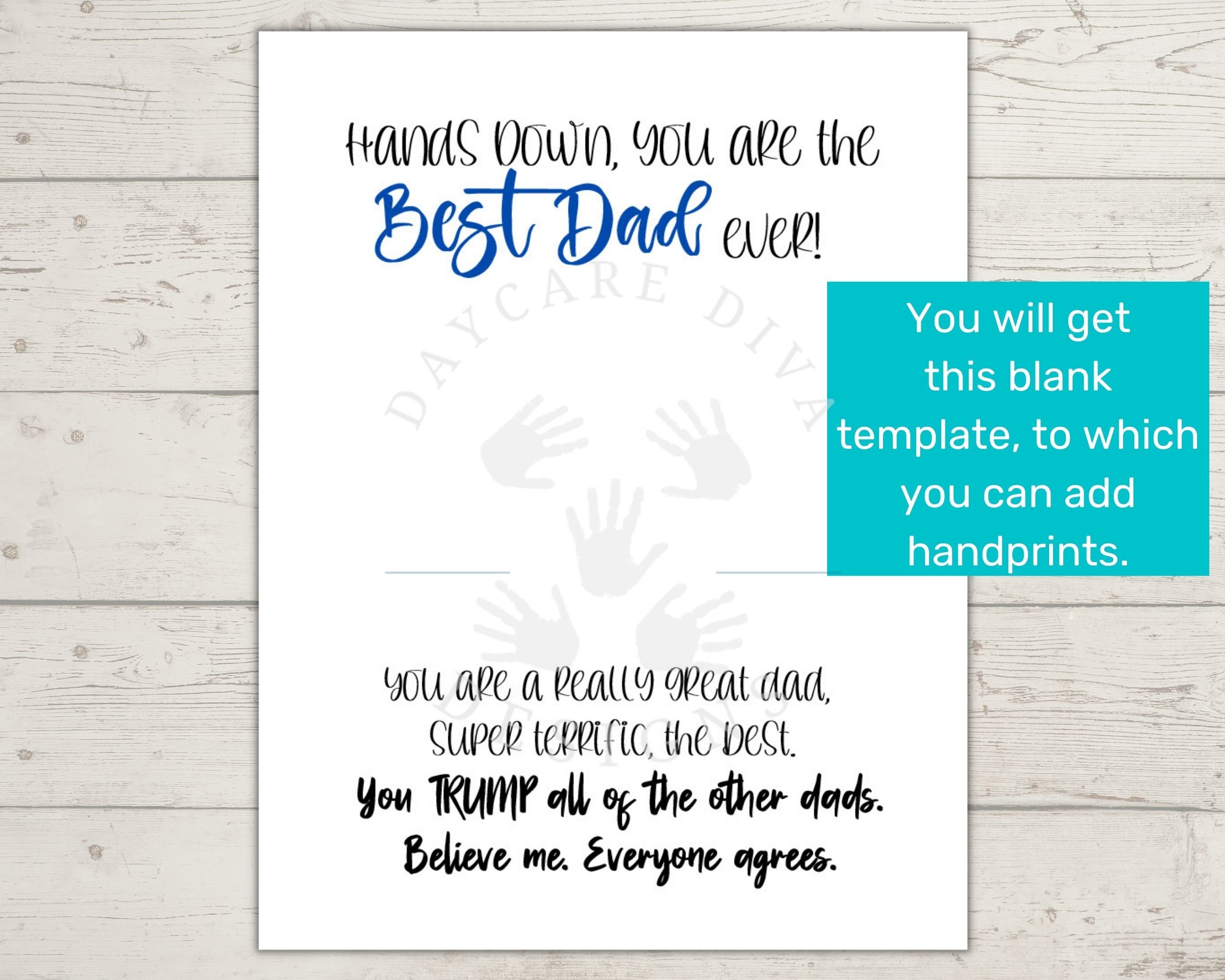Father's Day Handprint Art / Father's Day Funny Printable Card/ Father ...