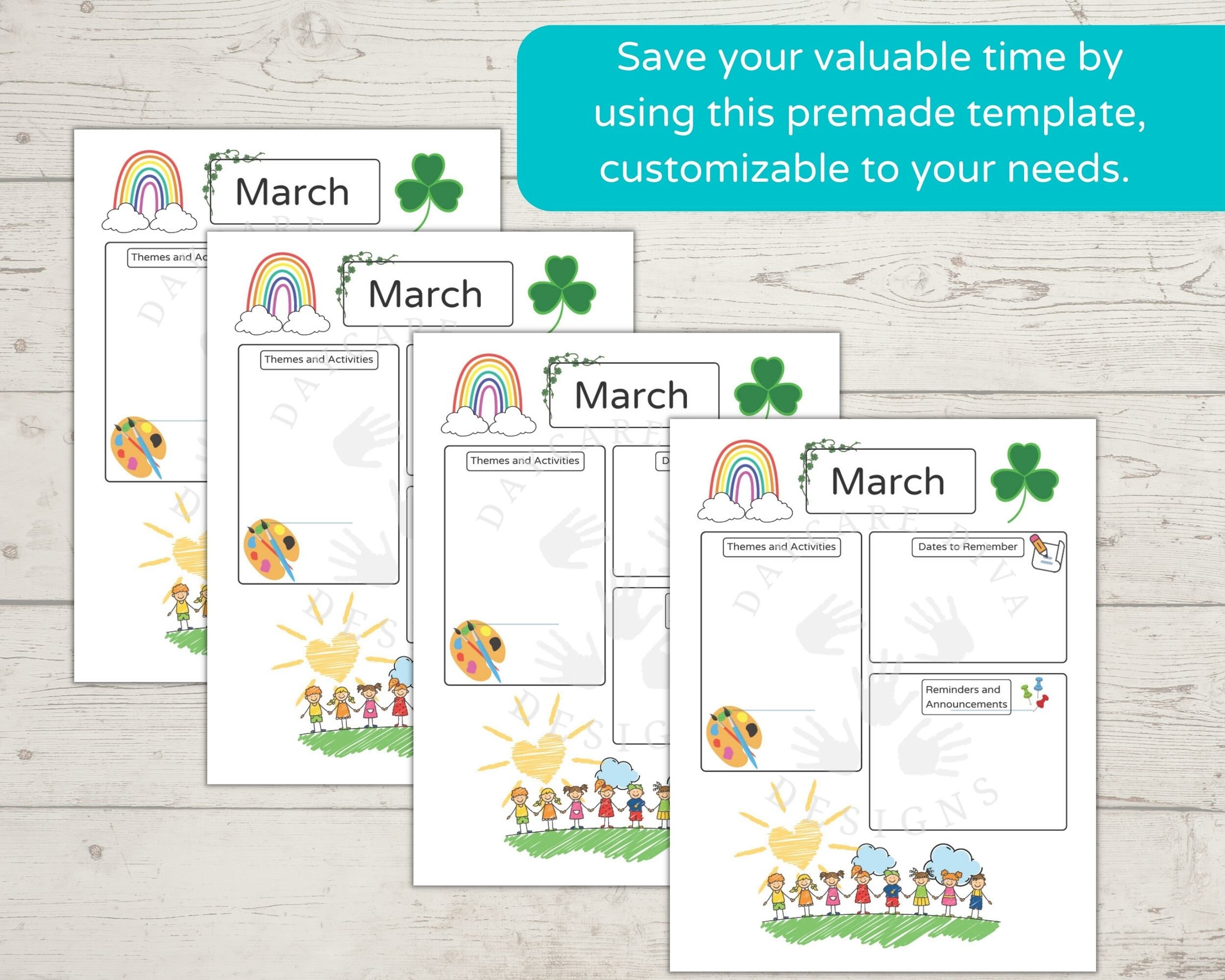 March Daycare Newsletter Template/ Preschool Newsletter Template/ March ...