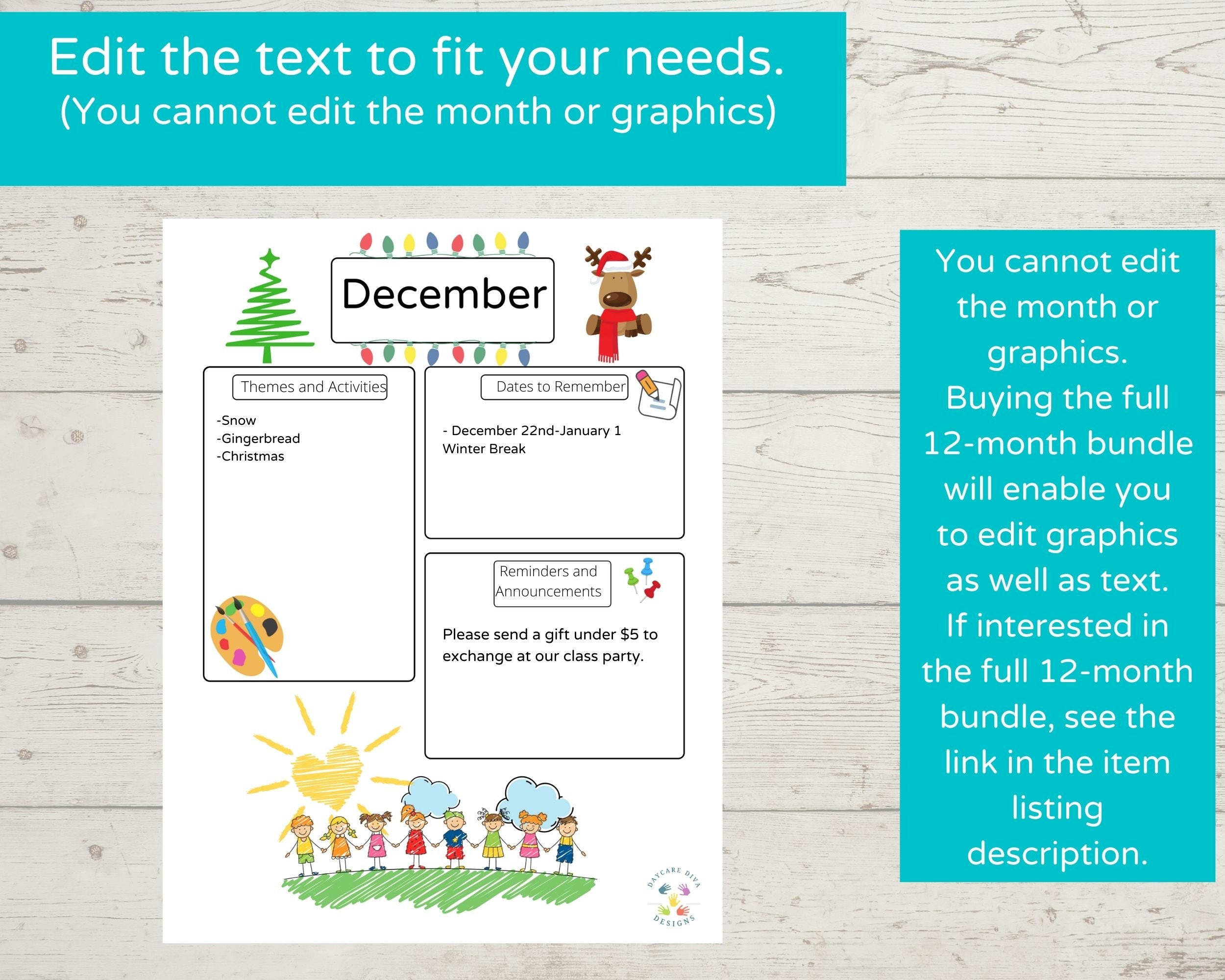 December Daycare Newsletter Template/ Preschool Newsletter Template ...