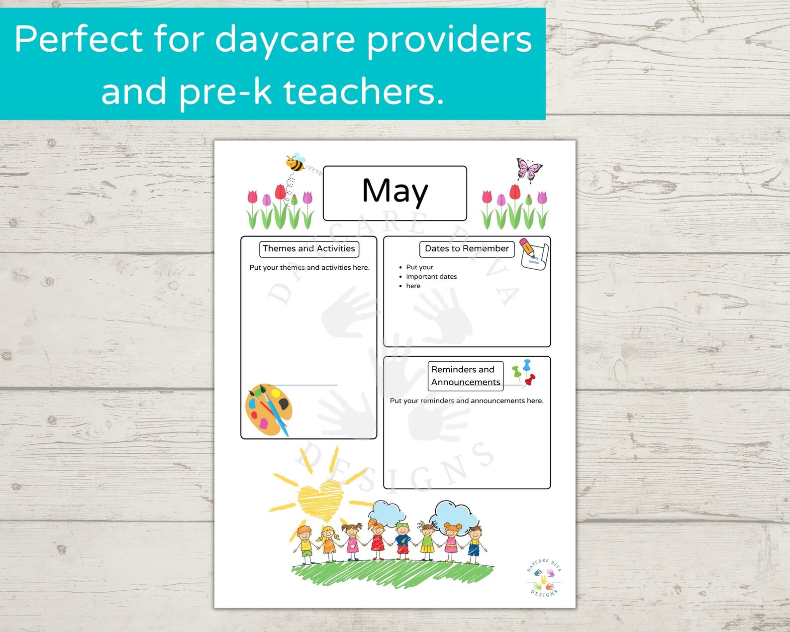 May Daycare Newsletter Template/ Preschool Newsletter Template/ May ...