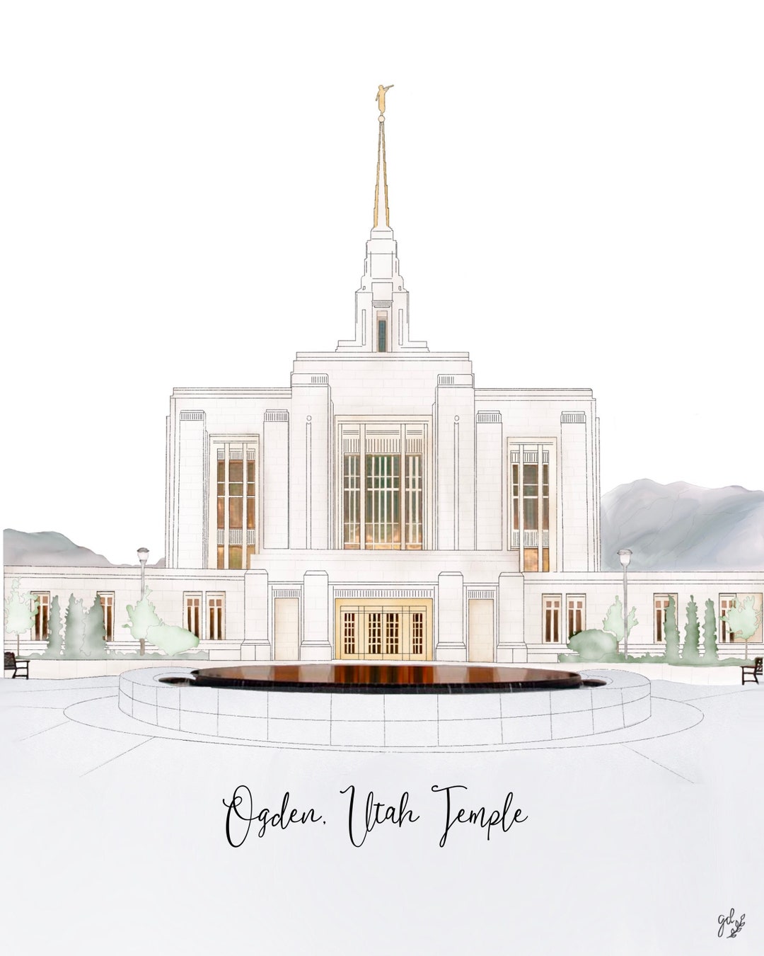 Ogden, Utah Temple Watercolor - Etsy