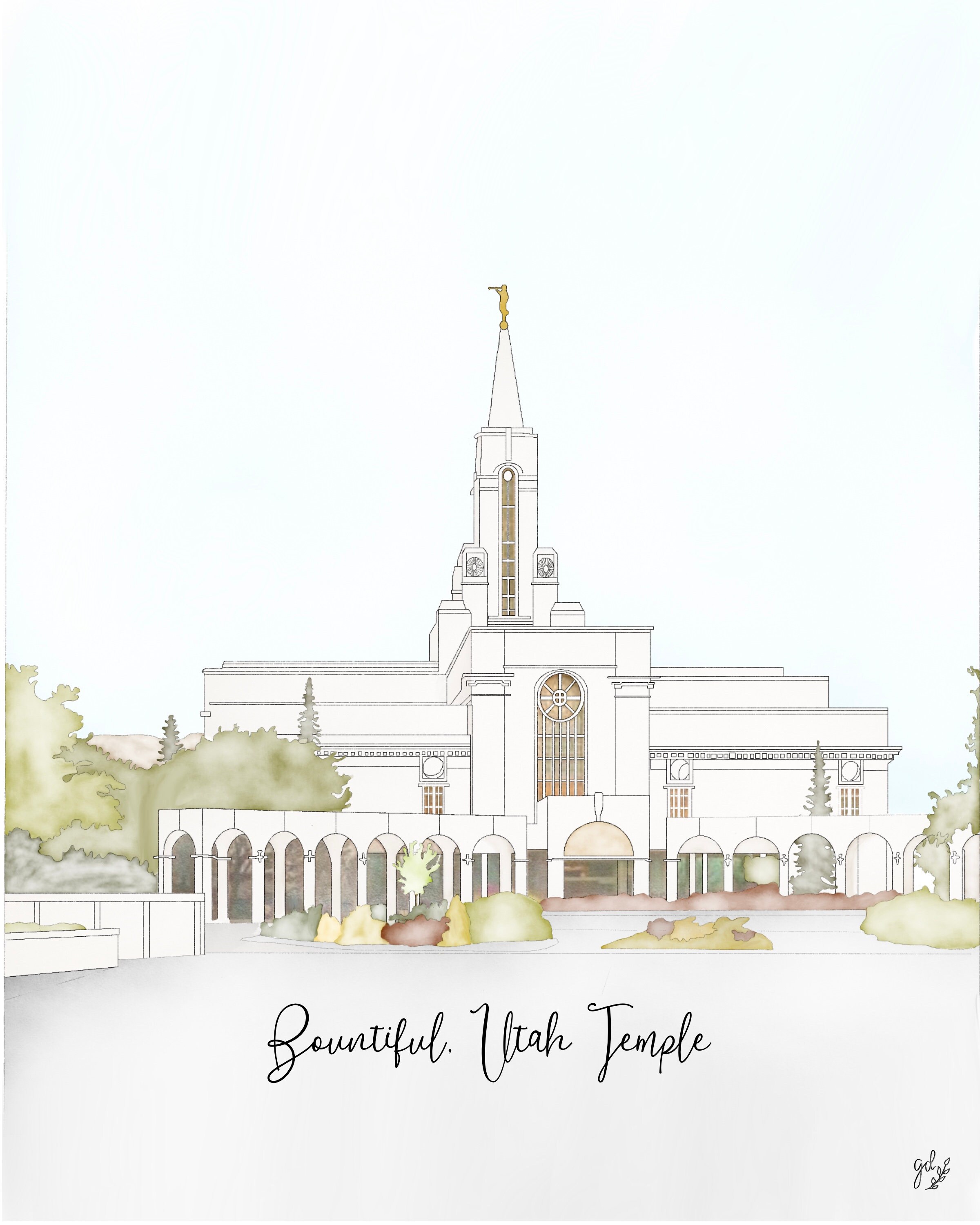 Bountiful, Utah Temple Watercolor - Etsy