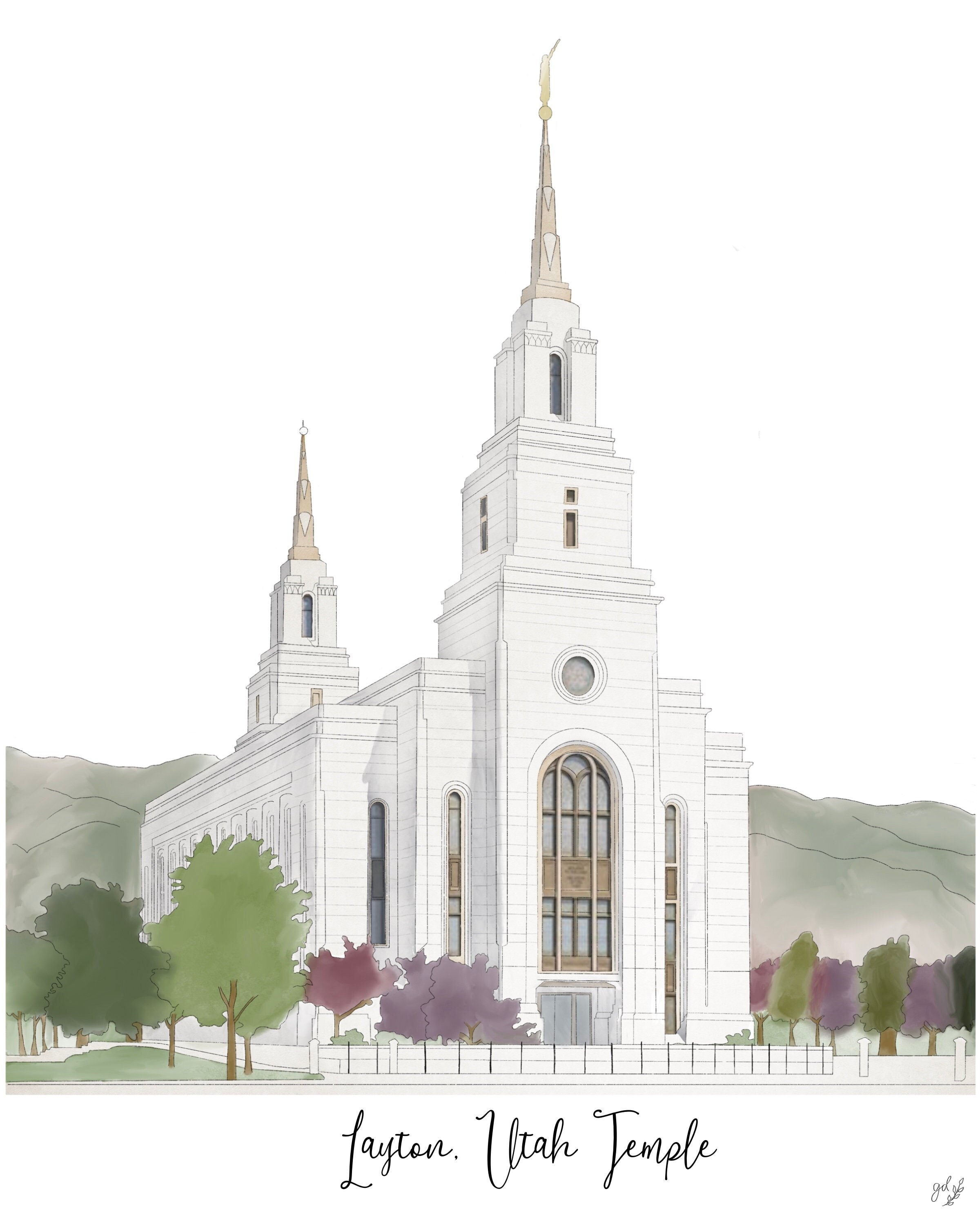 Layton, Utah Temple Watercolor - Etsy