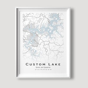 Custom Lake Personalized Lake Custom Map Poster Any Lake - Etsy
