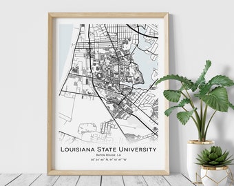 Louisiana State University Campus Map Poster - Etsy