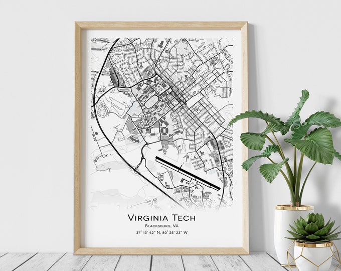 Virginia Tech - 11"x14" Wood Engraved Map - Etsy