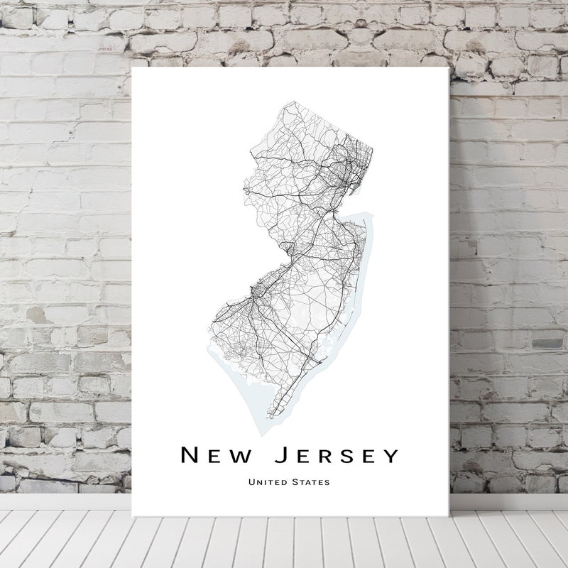 Printable Map of New Jersey - Etsy