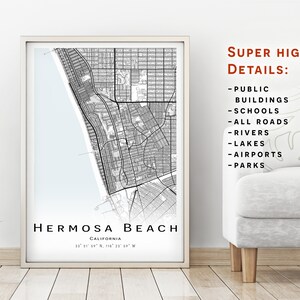 Hermosa Beach Map, California, United States (USA) - City Map With High ...