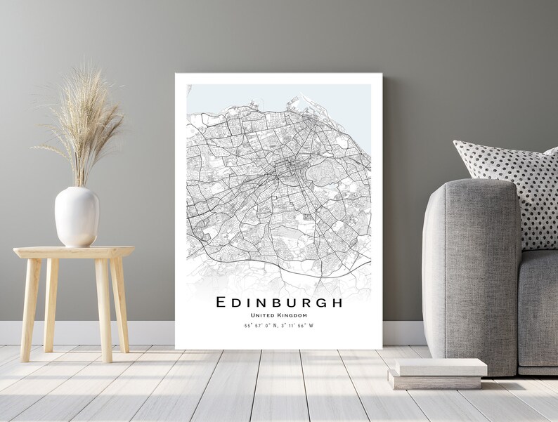 Edinburgh Map United Kingdom City Map With High Details - Etsy
