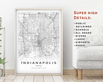 Printable Indianapolis Map - Etsy