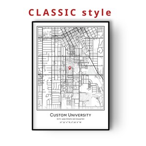 Custom Map, Graduation Gift - Your School or University Map ...