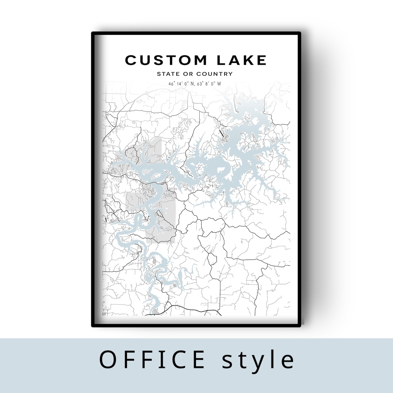 Custom Lake Personalized Lake Custom Map Poster Any Lake - Etsy