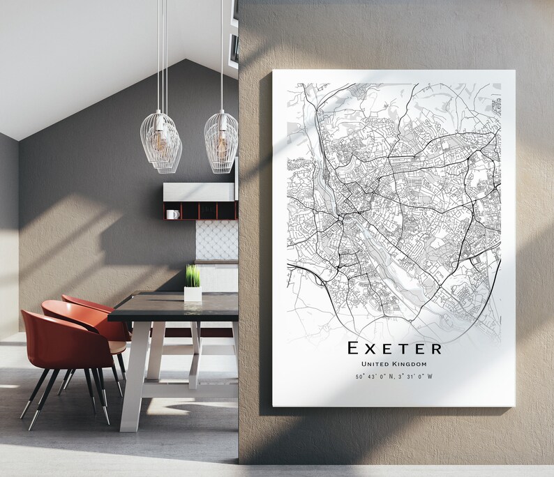 Exeter Map United Kingdom City Map With High Details - Etsy
