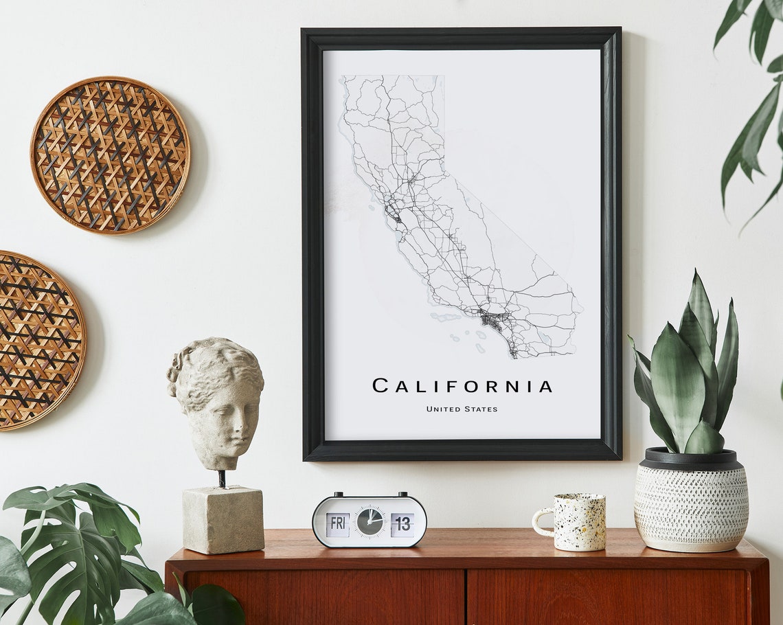 California Map - CA USA United States Map - Printable Map Poster ...