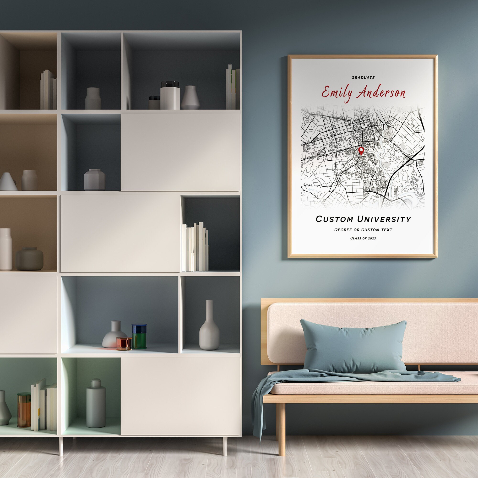 Custom Map, Graduation Gift Your School or University Map, Personalized ...