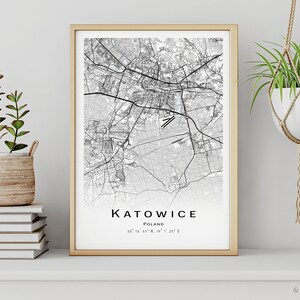 Katowice Map Poland City Map With High Details Printable Map Poster ...
