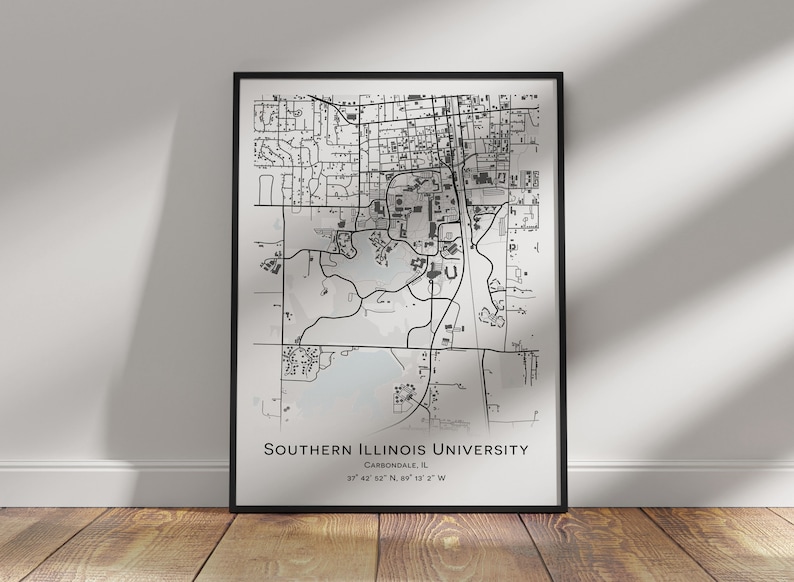 Southern Illinois University Map Carbondale IL Graduation - Etsy