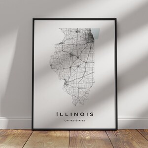 Illinois Map - IL USA United States Map - Printable Map Poster ...