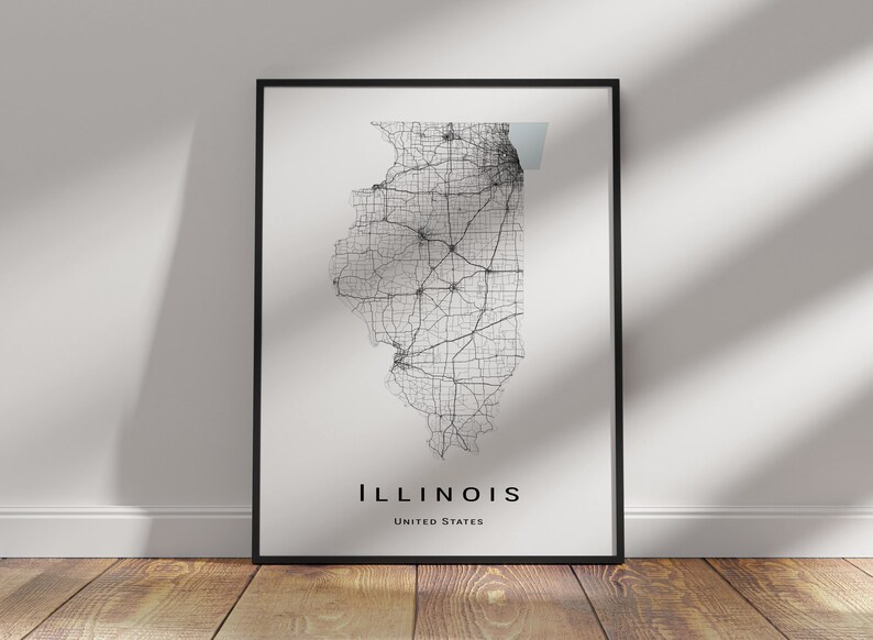 Illinois Map IL USA United States Map Printable Map Poster - Etsy
