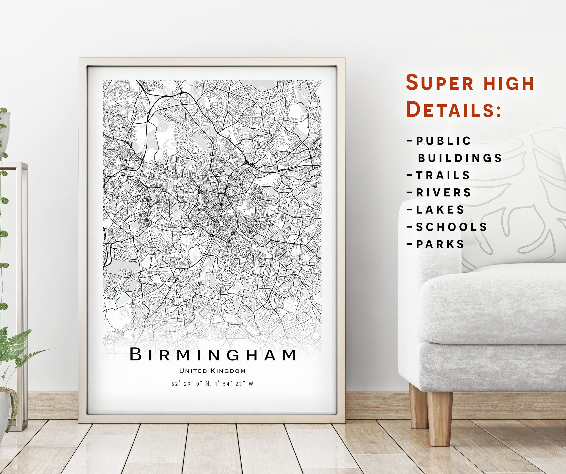 Birmingham Map, United Kingdom - City Map With High Details - Instant ...