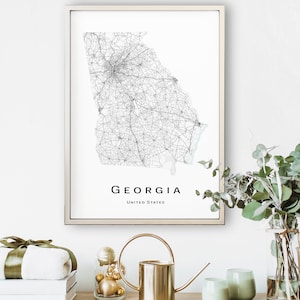 Georgia Map - GA USA United States Map - Printable Map Poster - Digital ...