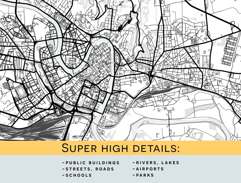 Verona mapa Italia Mapa de la ciudad con detalles altos - Etsy México