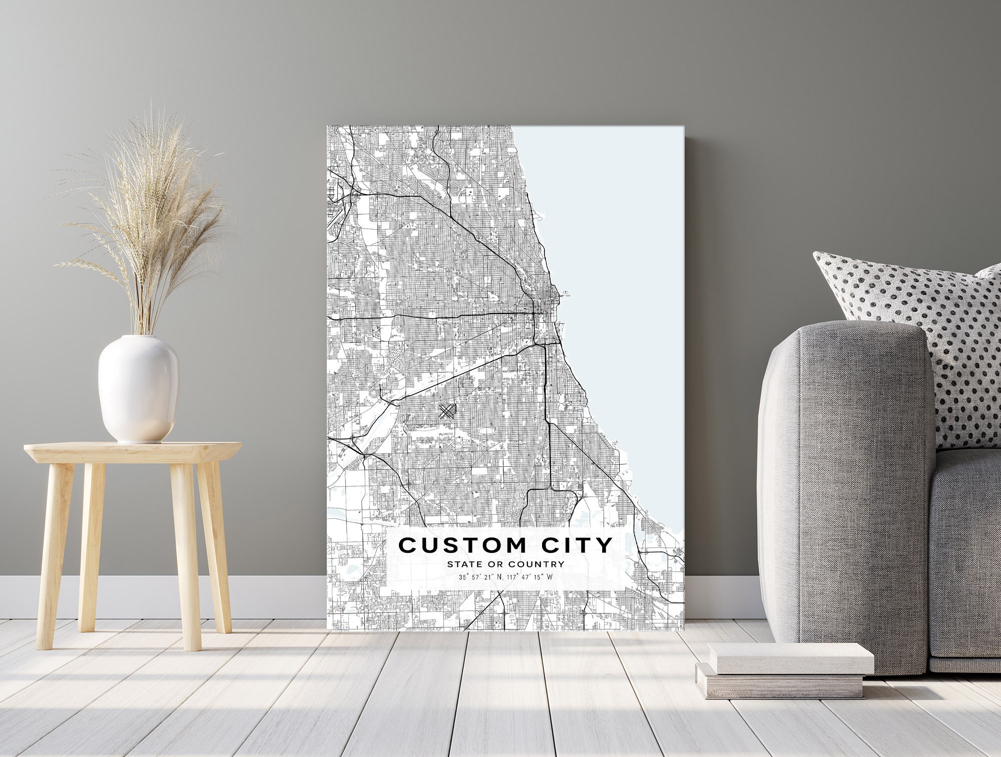 Custom Map of Your City, Any Town Digital Download, Personalized City ...