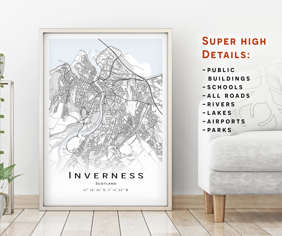 Inverness Map - Scotland UK - City Map With High Details - Printable ...