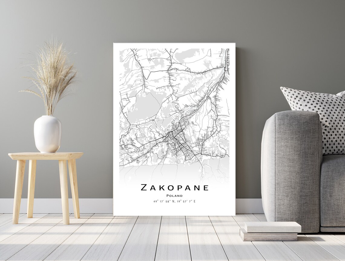 Zakopane Map Poland City Map With High Details Instant - Etsy