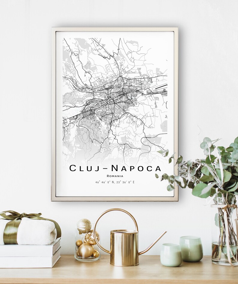 Cluj-napoca Map Romania City Map With High Details Printable Map Poster ...