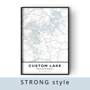 Custom Lake Map, Lake Poster, Any Lake, Wall Decor, Printable Lake Map ...