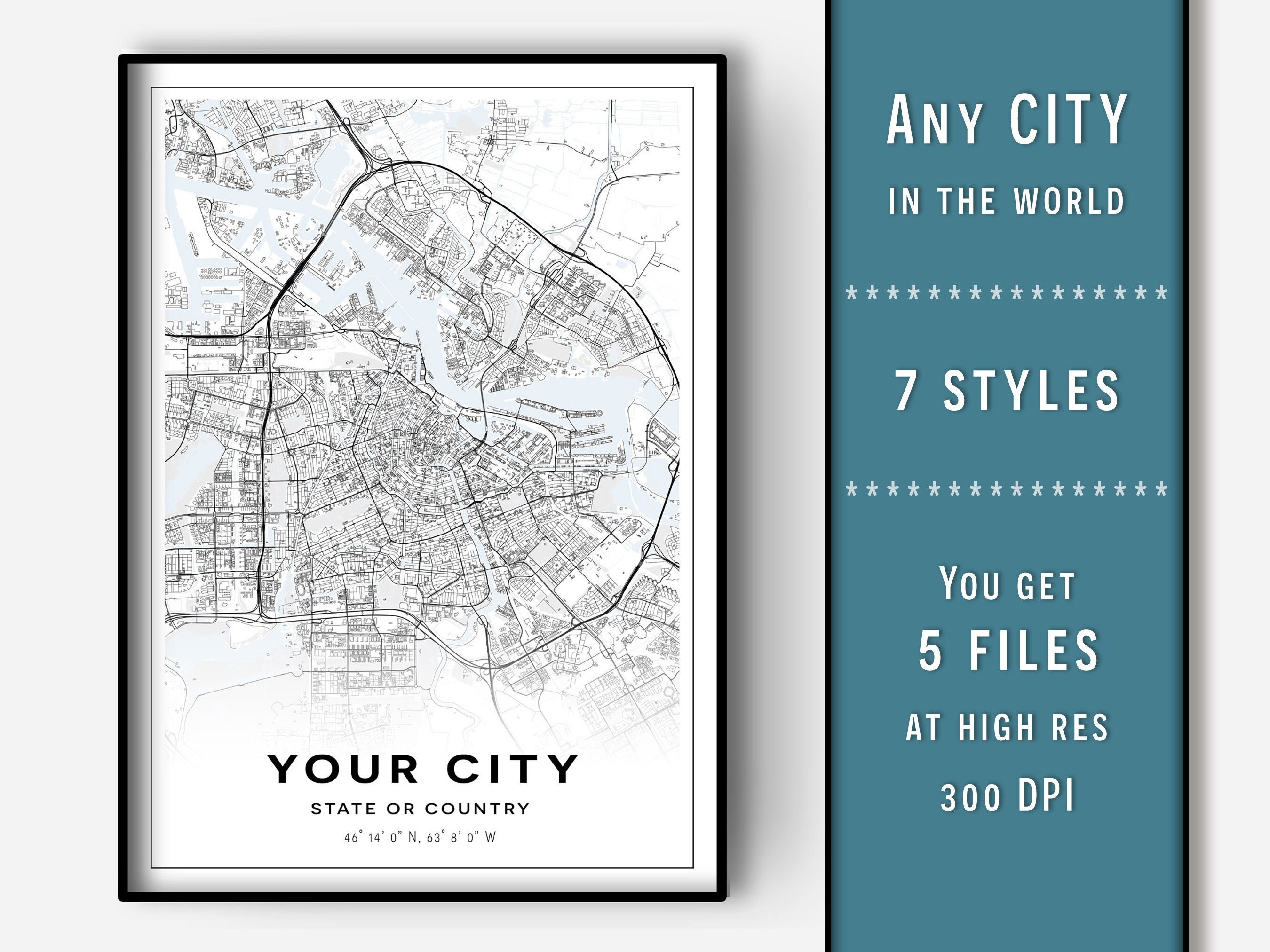 Custom City Map Personalized Map Custom Map Poster Any - Etsy