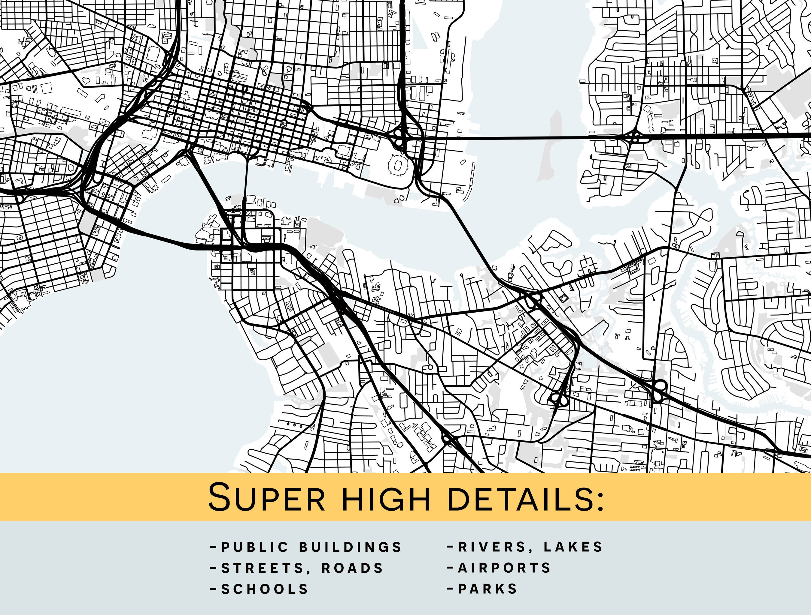 Jacksonville Map, Florida, United States USA City Map With High Details ...