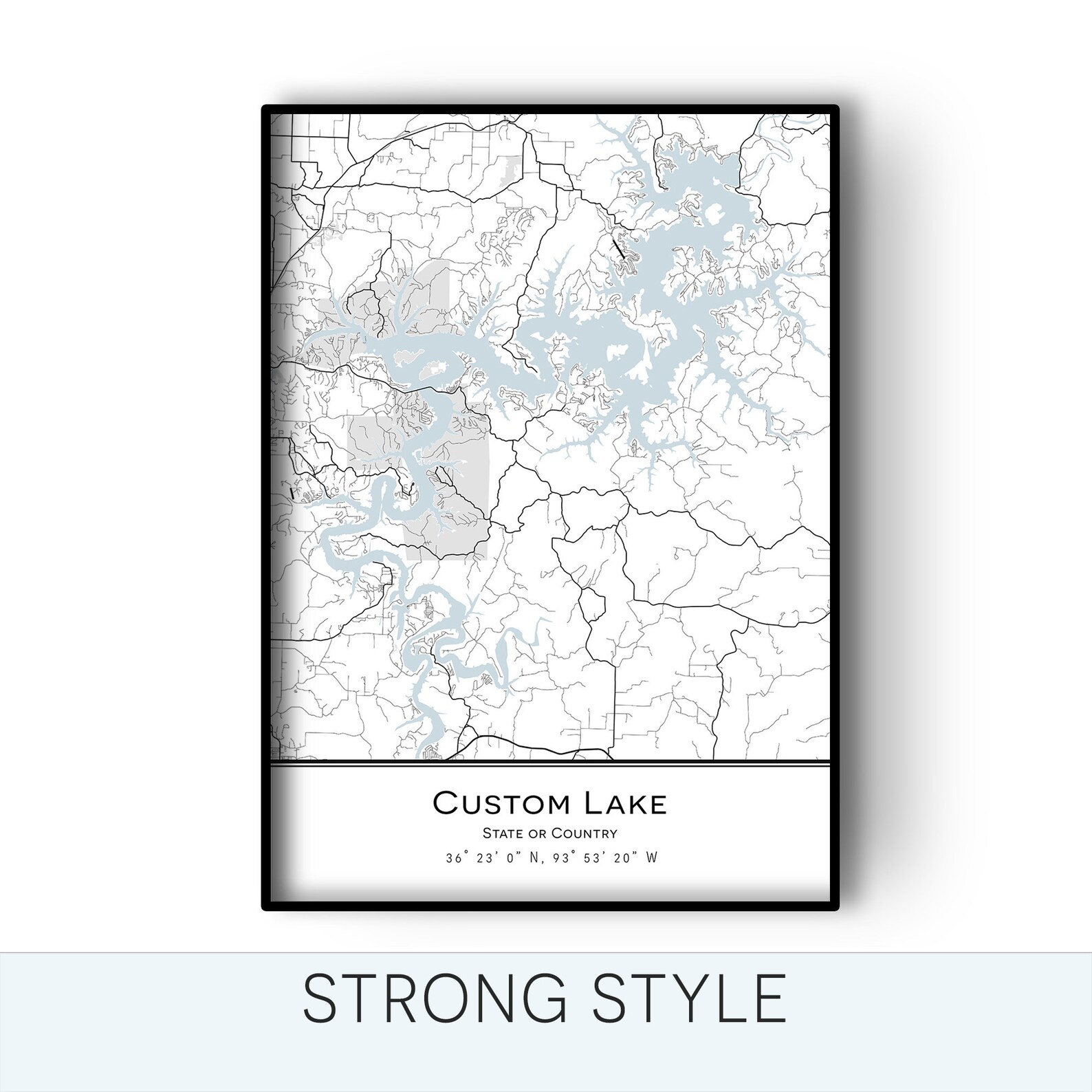 Custom Lake Personalized Lake Custom Map Poster Any Lake - Etsy