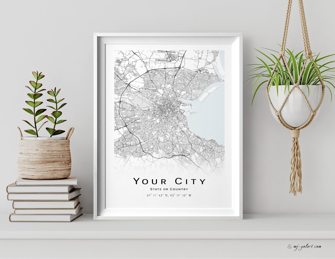 Custom City Map Personalized Map Custom Map Poster Any | Etsy