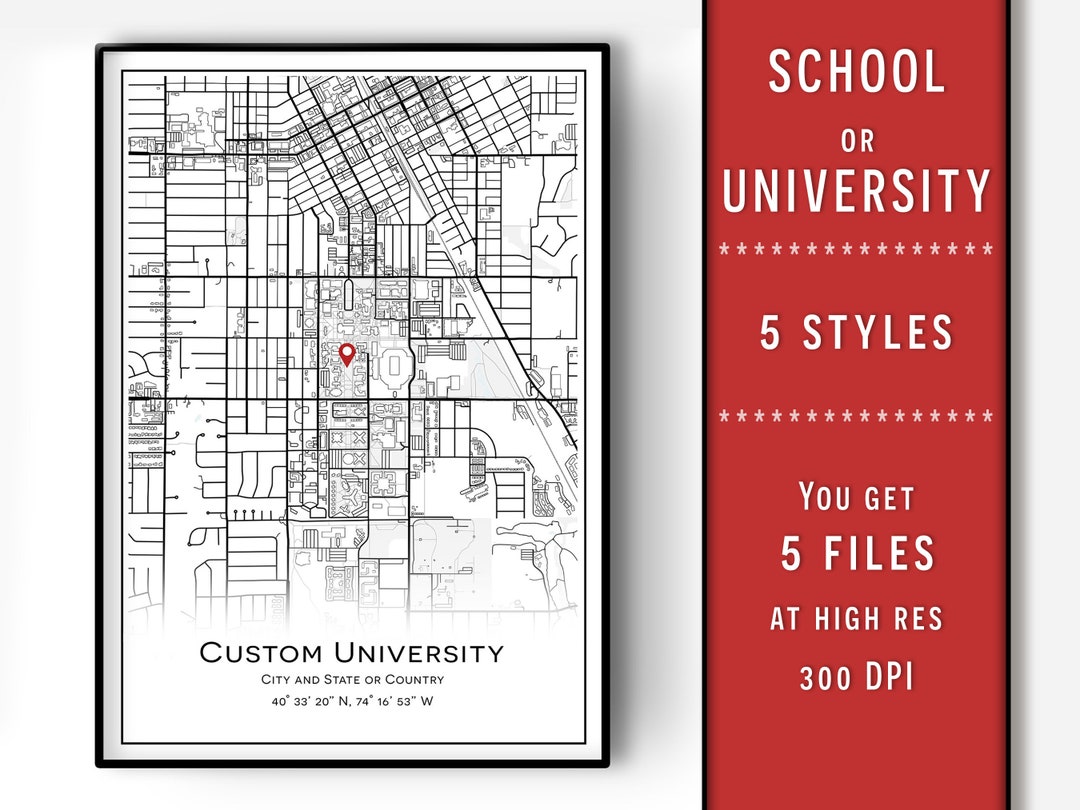 Custom Map Graduation Gift Your School or University Map - Etsy