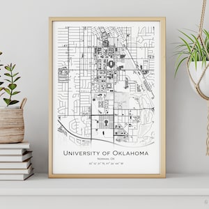 University of Oklahoma Map, Norman, OK - Graduation Gift - Wall Decor ...